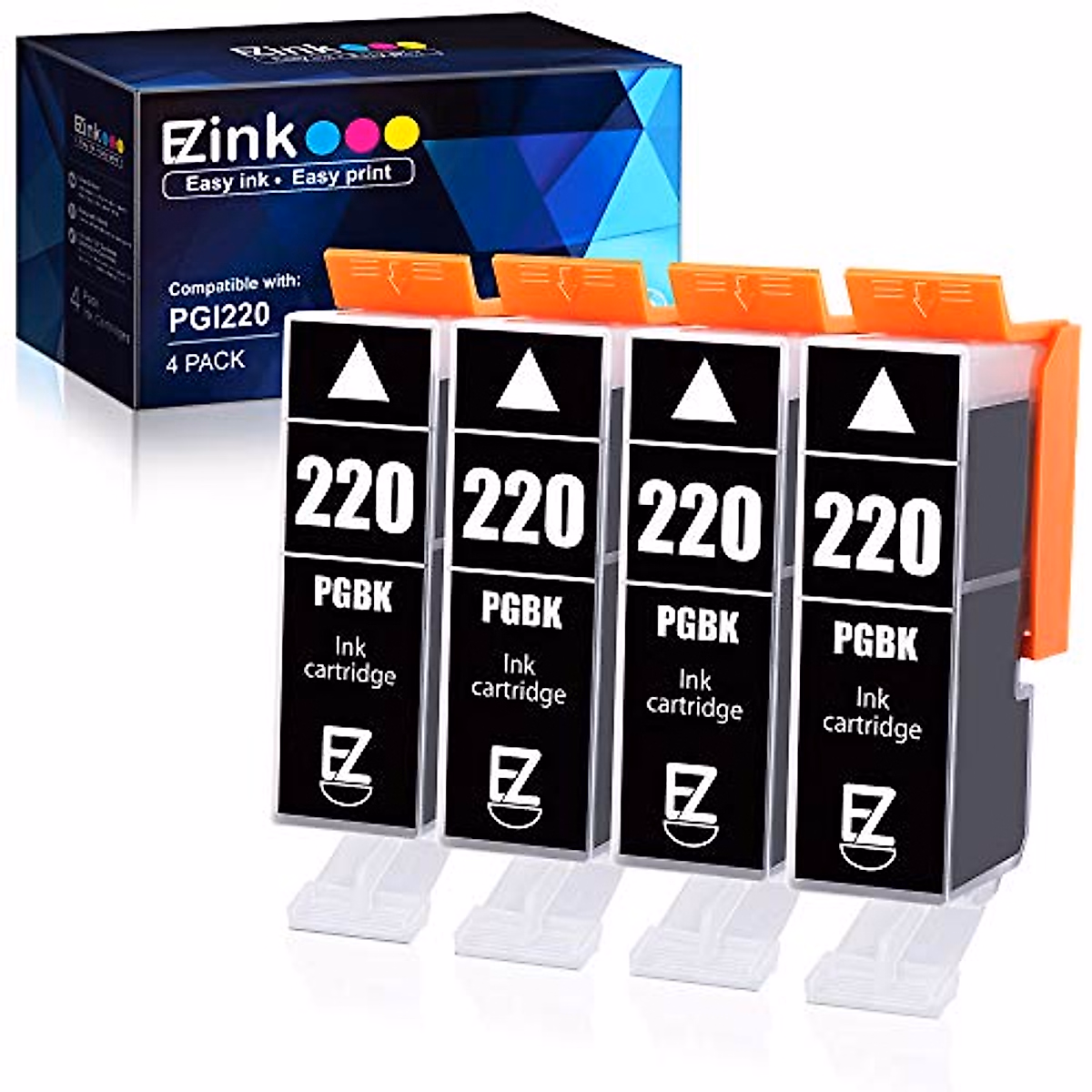 E-Z Ink (TM Compatible Ink Cartridge Replacement for Canon PGI-220 PGI220 to use with MX860 MX870 MP560 MP620 MP640 MP980 MP990 IP3600 IP4600 iP4700 Printer (Large Black, 4 Pack)