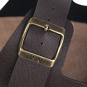 WTW Men's Cork Footbed Sandals Slip on Beach Slide Slipper Shoes with Adjustable Metal Buckle Strap for Men Causal Style