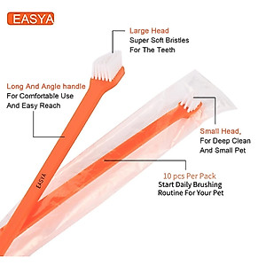 EASYA Double Headed Pet Dog Toothbrush for Small Dogs/Soft Bristles Puppy Long Handle Tooth Brush Dogs Teeth Cleaning/Bulk Toothbrushes Dental & Oral Care… (MIXED10)