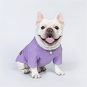 Pet Dog Clothes Puppy Sweater Purple Soft T-Shirt Spring and Autumn Sweatshirts Cat Lapel Collar Pullover (L,Purple)