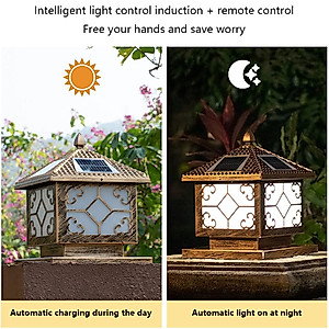 MODEBHD Traditional Gate Wall Outdoor Post Light, Decoration Garden Solar Light, Creative Landscape Column Head Lamp, Personality Patio Pillar Lamp, Waterproof Household Pillar Lantern