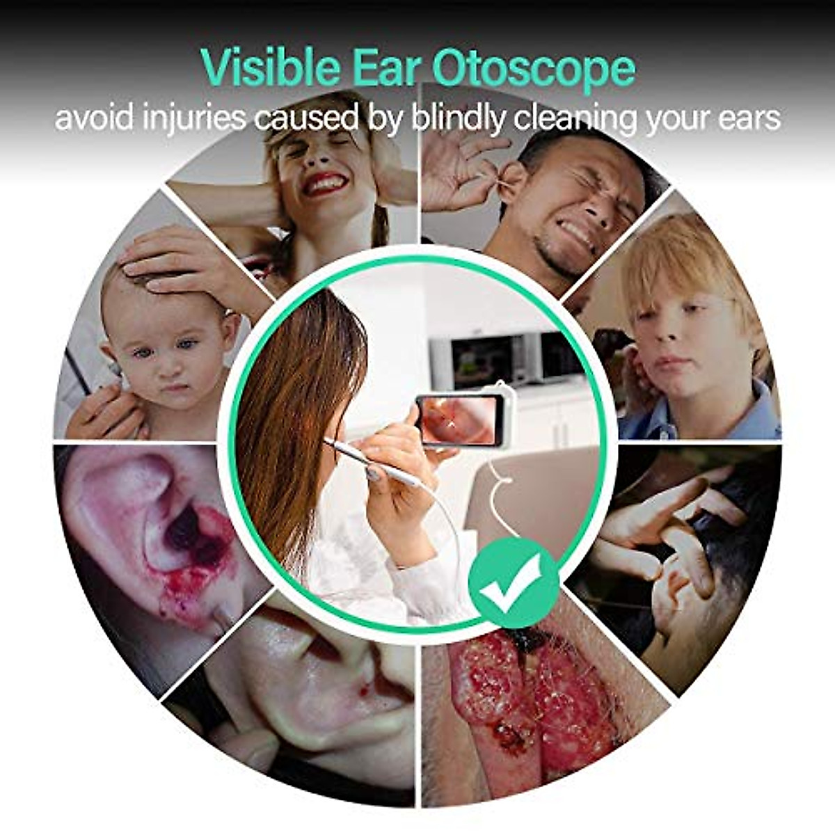 Ear Wax Removal Otoscope,Sinohrd Ear Camera with 5 Inch 1080P HD Screen Ear Scope Otoscopes,3.9mm Light Lens Inspection Endoscope Ear Wax Removal Tool USB Rechargeable Otoscope