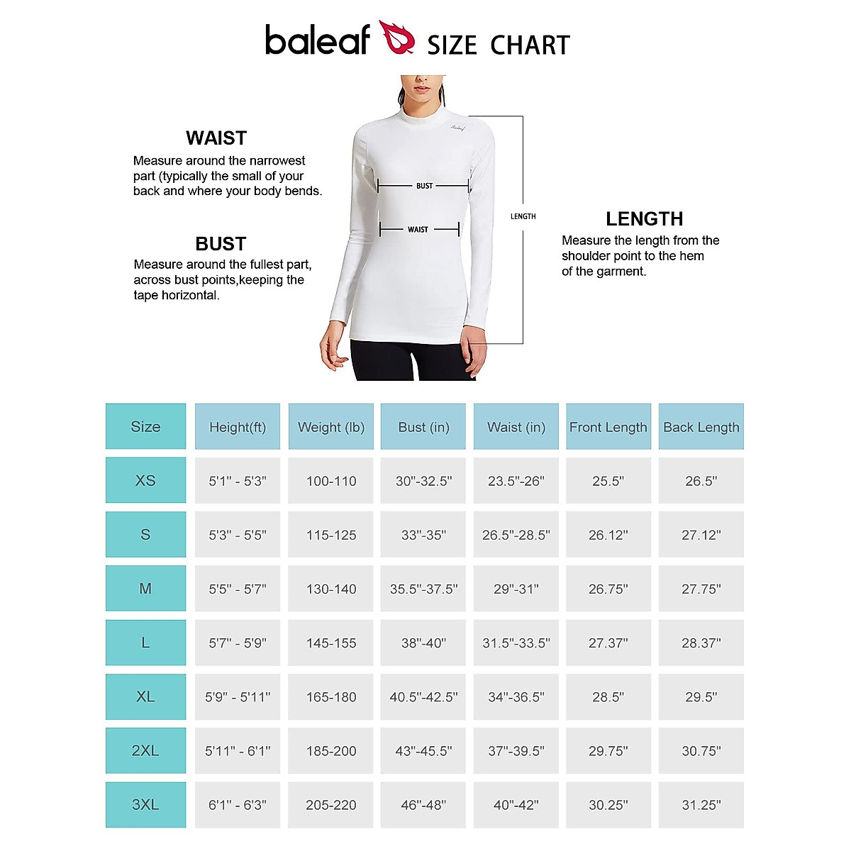 BALEAF Thermal Long Sleeve Running Shirt Women Workout Tops Gym Clothes Mock Neck Fleece Hiking Skiing Base Layer for Winter Cold Weather White S