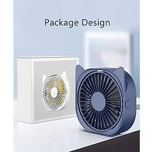 Personal Desk Fan Small Quiet USB Plug in, Mini Portable Table Fans for Sleeping Bedroom Nightstand, 3 Speeds Adjustable, Rotatable, Anti-slip, Fast Cooling for Home Office Dorm Work Travel (Blue)