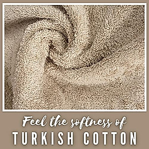 La Hammam 4 Pack 16” × 28” Turkish Cotton Hand Towels for Bathroom, Face, Hotel, Gym, & Spa | Extra Soft Feel Fingertip, Quick Dry and Highly Absorbent Luxury Premium Quality Towel Set - Beige