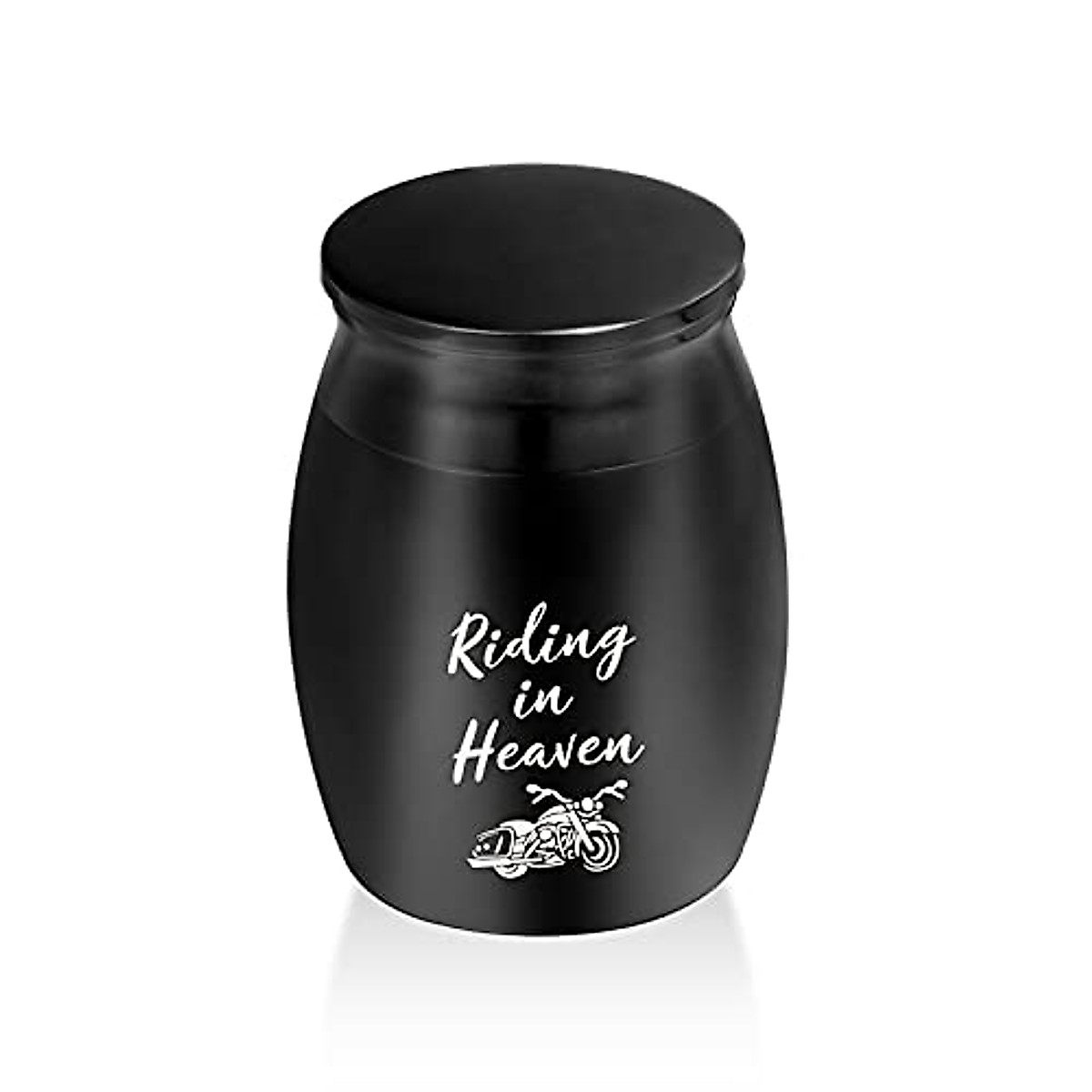 Riding in Heaven Small Keepsake Urns for Human Ashes Motorcycle Cremation Urns for Ashes Little urn Memorial Ashes Holder (Black)