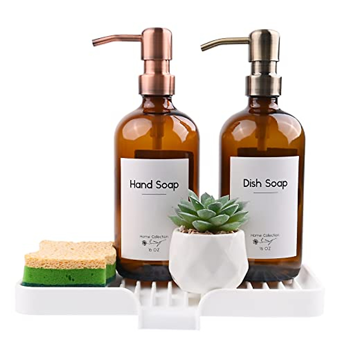 Delimux Silicone Soap Tray for Kitchen Sink Tray 10*5 Inch Sink Sponge Holder with Drain Spout