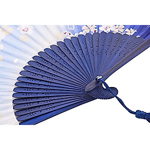 Amajiji® Charming Elegant Modern Woman Handmade Bamboo Silk 8.27" (21cm) Folding Pocket Purse Hand Fan (CZT-08)