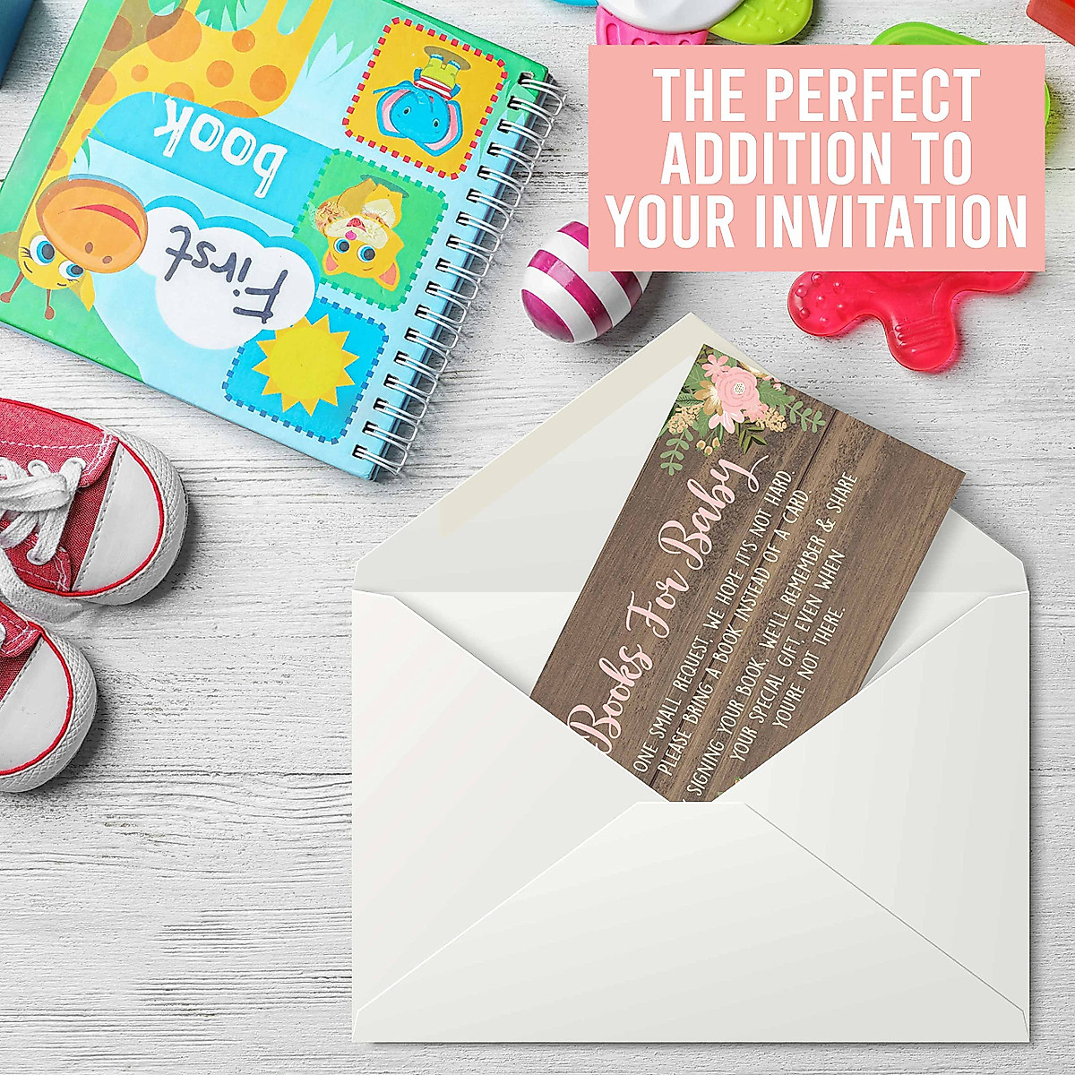 25 Book Request Baby Shower Guest Book Alternative - Deer Baby Shower Invitation Inserts, Books For Baby Shower Request Cards, Bring A Book Instead Of A Card, Baby Shower Book Request For Girls