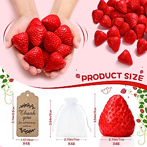 Loopeer 48 Set Strawberry Baby Shower Favors Soaps Handmade Scented Soap with Thank You Cards and Packaging Bags for Baby Shower Guest Gift Gender Reveal Favor