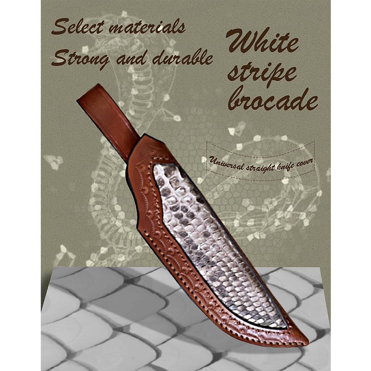 刀苑阁 Fixed Blade Knife Sheath Fits up to 8 Inch Blade,Leather Knife Sheaths Knife Holder Hunting Knife Sheath,Straight Knife Sheath Brown