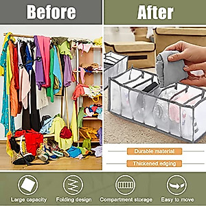 9 Pcs Underwear Drawer Organizer Foldable Closet Clothes Divider Nylon Wardrobe Clothes Organizer Closet Clothing Organizer Clothing Compartment Storage Box for Bra Sock Underwear Jean, 6/7/11 Grids