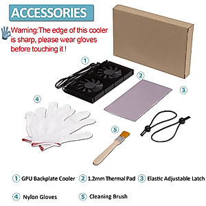 GPU Backplate Memory Radiator Aluminum Heatsink Cooler with Dual 70mm 4Pin PWM Cooling Fan and 1.2mm 7W Thermal Pad for Graphics Card RTX 3090