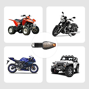 4PCS Motorcycle Turn Signals,14LED Front+Rear Motorcycle Blinkers with Cool Amber Lamp,12V Motorcycle Turn Signal Light Compatible with Yamaha Kawasaki Motorcycle Accessories (Smoked Black Shell)