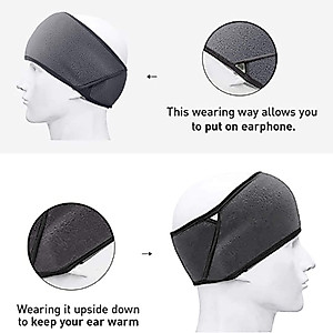 Women Men Outdoor Sport Headband Fleece Warm Windproof Cold Protection Ear Straps Cycling Running Headband Sweatband (Grey-a, One Size)