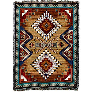 Pure Country Weavers Brazos Blanket - Southwest Native American Inspired - Gift Tapestry Throw Woven from Cotton - Made in The USA (72x54)
