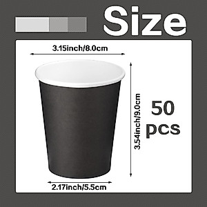Nitlak 50 Pack 8 oz Black Disposable Paper Coffee Cups, Hot Cup Coffee Cups, Paper Tea Cup, Party Beverage Cups, Hot/Cold Beverage Drinking Cup for Office, Party, Restaurant, Home.