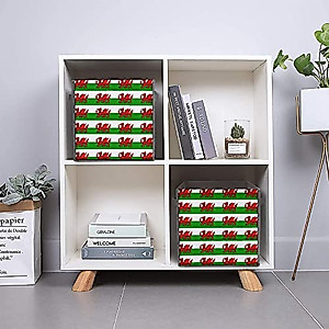 Welsh Dragon Flags Canvas Collapsible Storage Bins Cube Organizer Baskets with Handles for Home Office Car