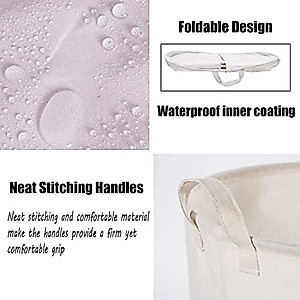 CAM2 Laundry Baskets 22"×16" Collapsible Waterproof Cotton Linen Foldable Laundry Hampers Storage Bin Organizer Baskets with Handles for Clothes, Toy, Nursery（Plan+Deer）