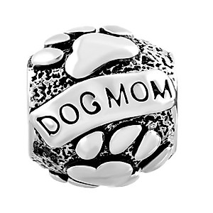 CharmSStory Paws Love Animal Dog Mom Charms Beads for Bracelets (Dog Mom)