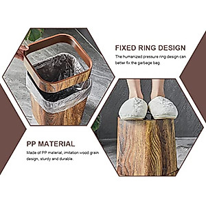 LIFKOME Rustic Trash Can Waste Basket Rustic Farmhouse Style Wastebasket Bin Garbage Can for Bathroom Office Bedroom Living Room Coffee