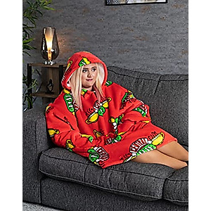 Friends Central Perk Vuddie Oversized Blanket Hoodie Women Ladies Red Fleece One Size