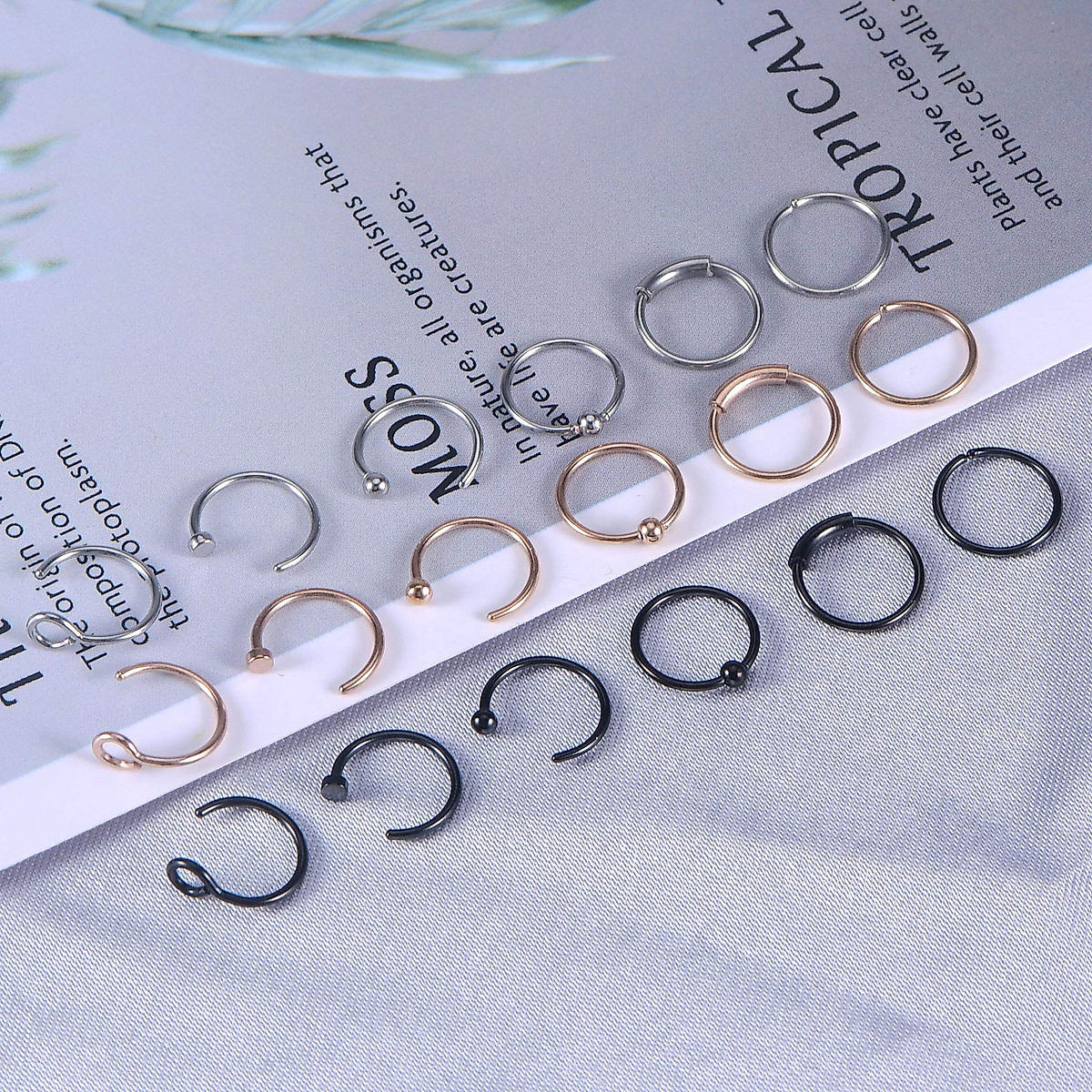 Anicina Nose Rings 20G Nose Studs Nose Rings Hoop Bone Pin Nose Rings Screw Nostril Piercing for Womens Mens CZ Nose Ring Stud