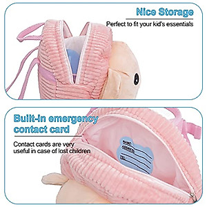 Baby Safety Backpack with Anti-Lost Leash,PHEENOWL Toddler Harness Mini Cute 3D Cartoon Animal Travel Bag with Safety Tether,Kids Backpacks with Safety Harness Reins for Child Boys Girls (Pink Bear)