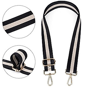 HKCLUF Women Bags Shoulder Strap Wide Purse Strap Adjustable Replacement Straps for Handbags Crossbody Bucket Shoulder Bag Replacement Belt(Black White)