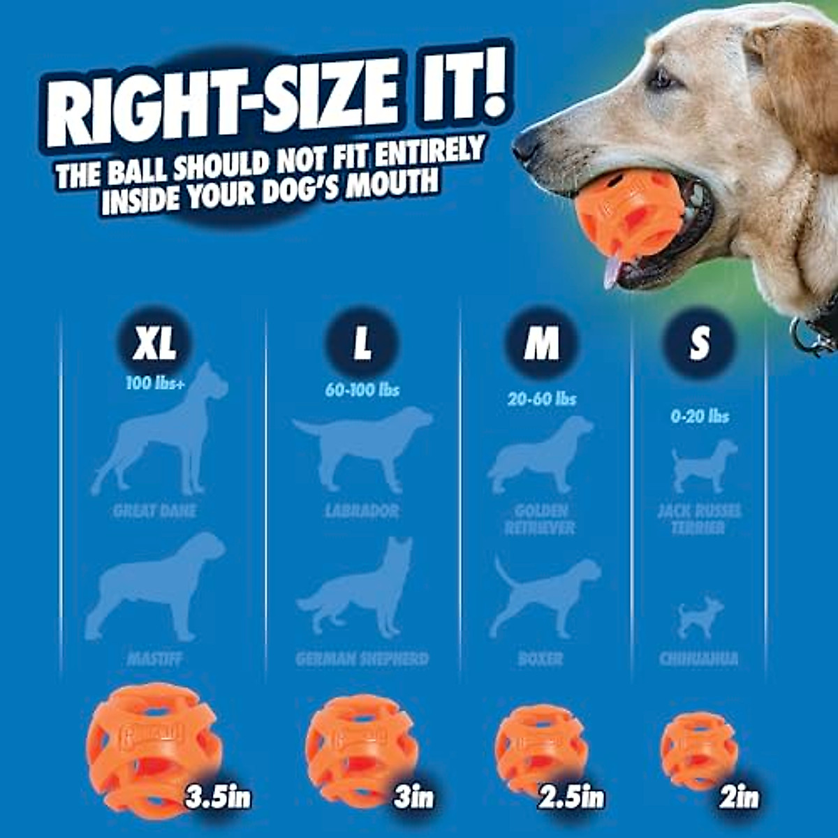 Chuckit Air Fetch Ball Dog Toy, Large (3 Inch Diameter), for dogs 60-100 lbs