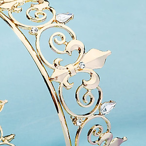 King Crown for Men Male Boy Prince 7" Gold Crystal Prom Birthday Wedding Party Tiara Headband, Large Full Round Costume Accessory Royal Cake Topper, Summer