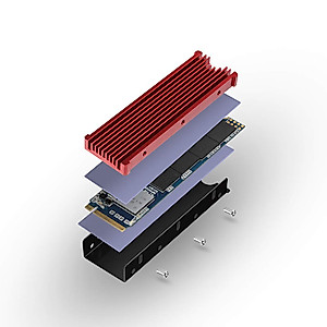 NVMe Heatsinks for M.2 2280mm SSD Double-Sided Cooling Design（red）