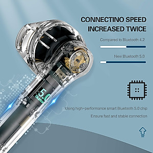 HEYKING Wireless Earbuds, Bluetooth 5.0 in Ear Headphones Wireless Charging Case TWS Earphones with Mic, Deep Bass/IPX4 Waterproof/42H Playtime/Touch Control,Black