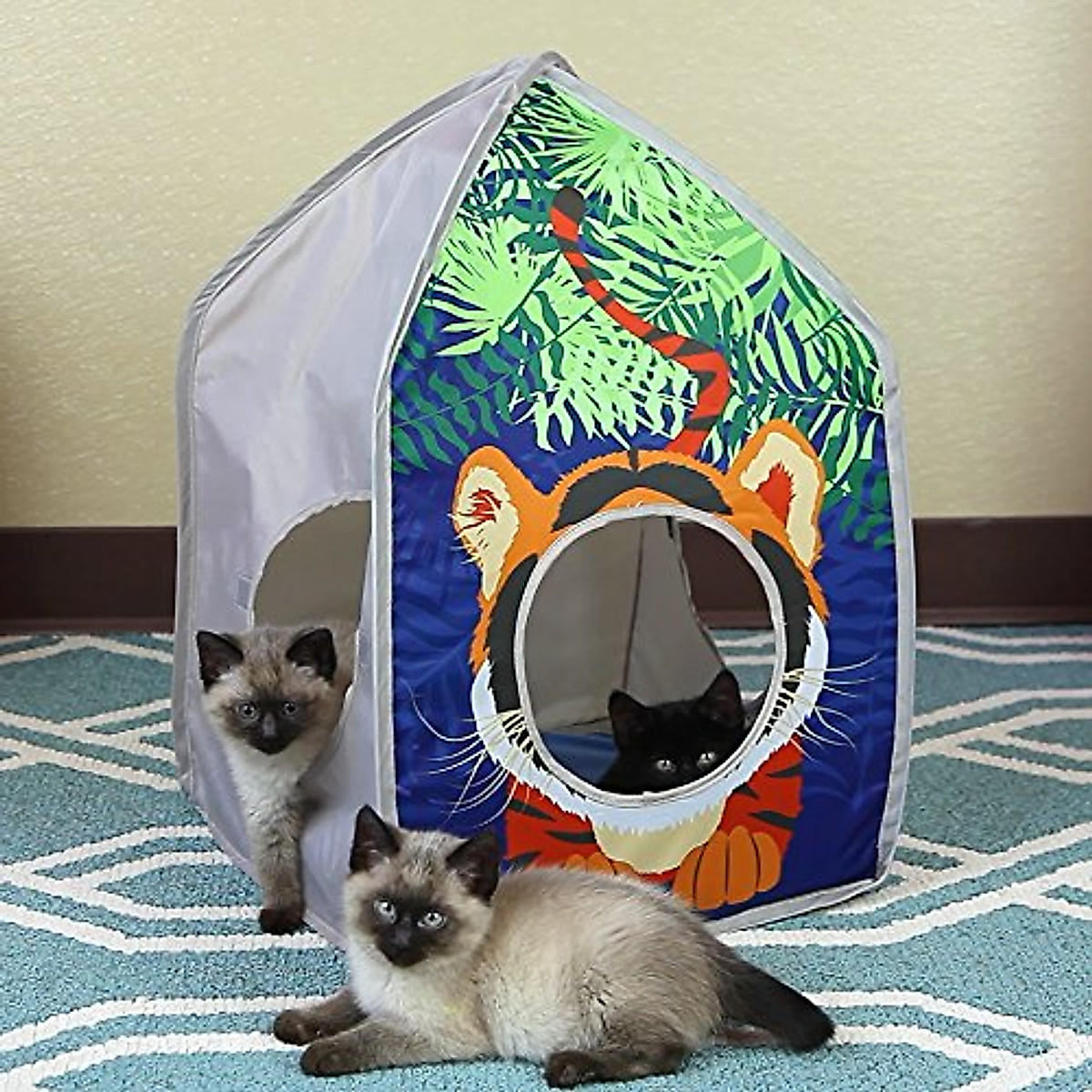Kitty City Jungle Cat Cube Combo, Collapsible Cat Cube, Cat Bed, Tunnel, Cat Toy