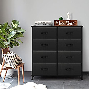 AZL1 Life Concept Storage Dresser Furniture Unit-Tall Standing Organizer for Bedroom, Office, Living Room, and Closet-8 Slim Drawer Removable Fabric Bins, Black - 8
