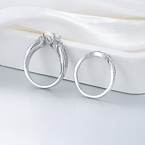 1.5 Carat Princess Cut Bridal Set Moissanite Engagement Rings for Women Platinum Plated Silver Princess Moissanite Rings -7.5