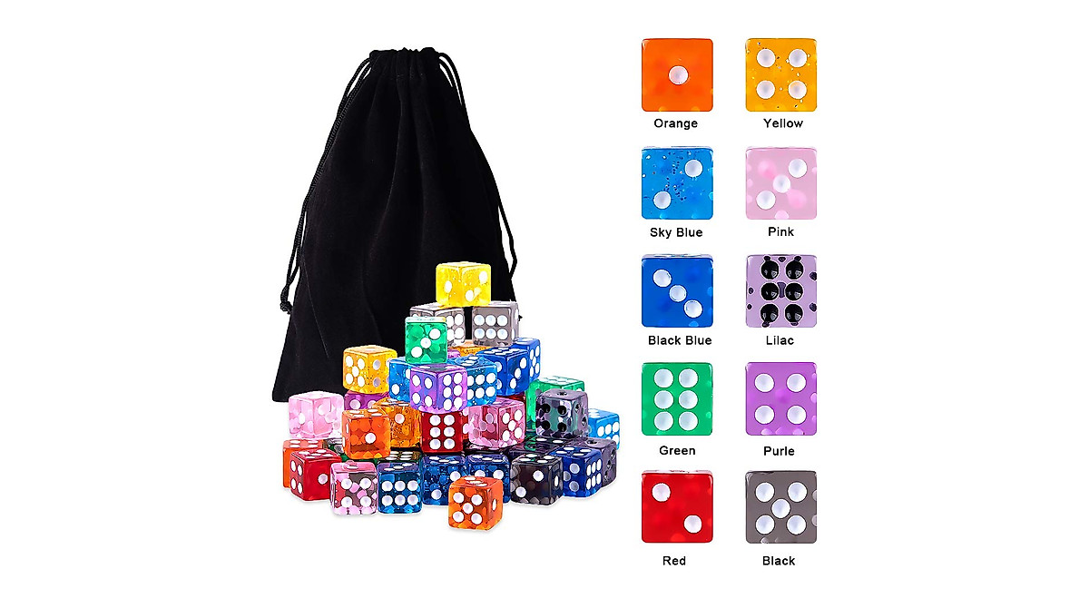 AUSTOR 100-Piece Translucent Dice Set for Games and Education