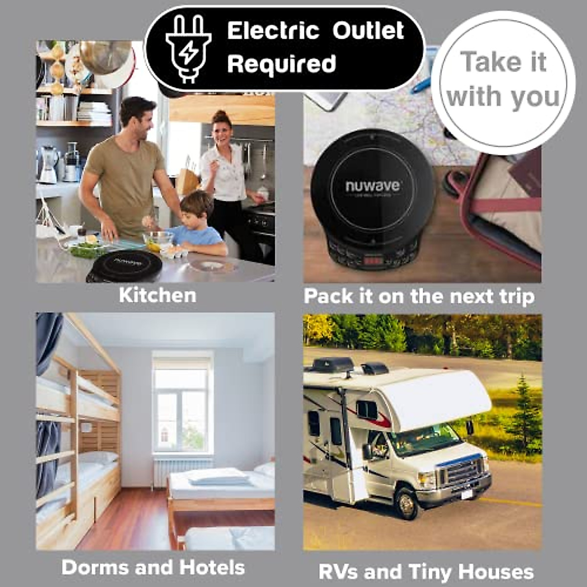 Nuwave PIC Flex Compact, Portable, Powerful Induction Cooktop With 9-inch Duralon Healthy Ceramic Non-Stick Fry Pan