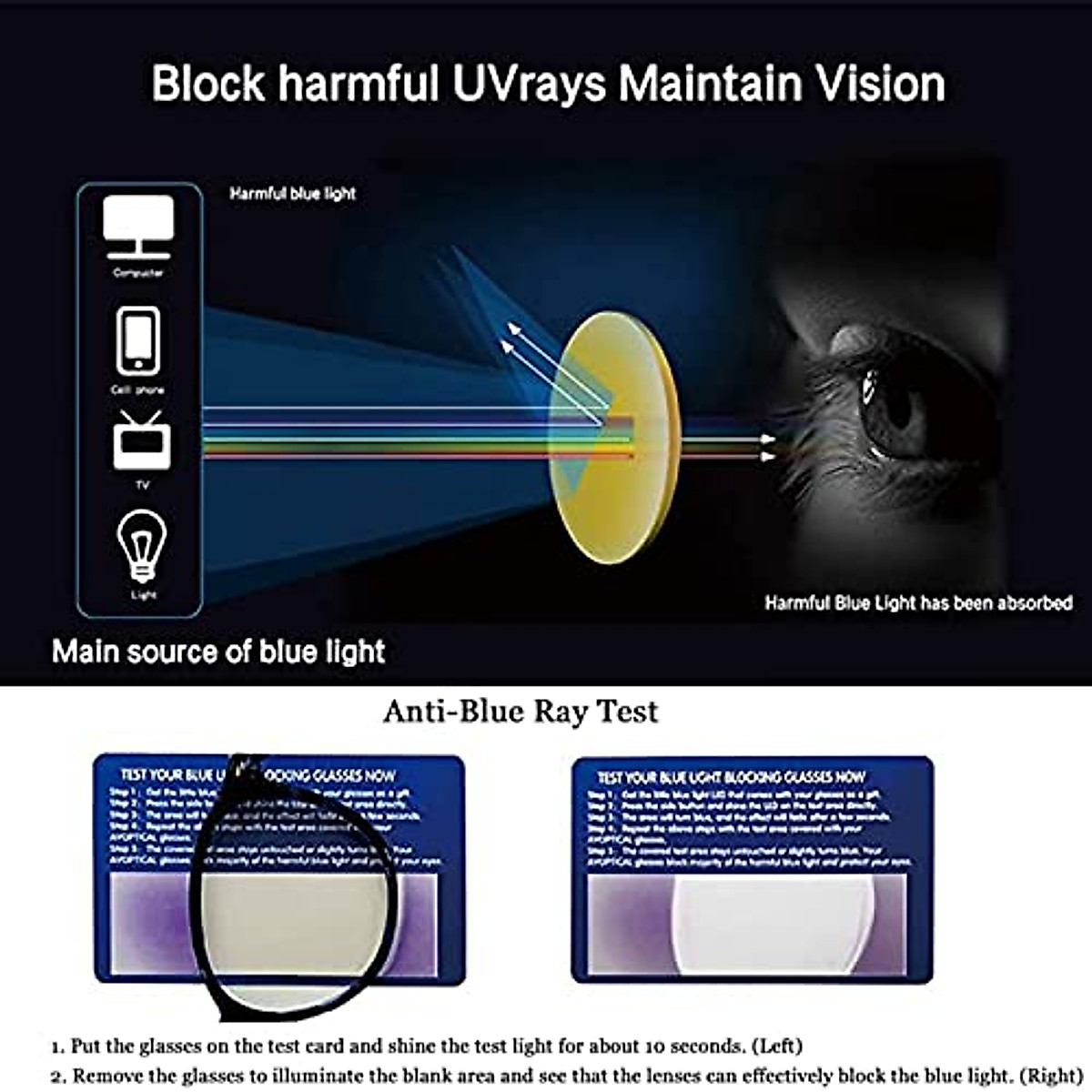 CARFIA Blue Light Glasses for Women Round Frame UV Protection Anti Eyestrain Computer Gaming Glasses