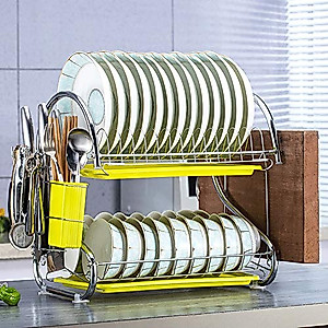 PDGJG Metal Rack Drain Rack Drying Filter Tableware Storage Box Dishes Dishes Supplies Kitchen Racks 2 Layers ( Color : OneColor )
