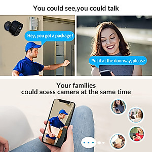 ESCANU Wireless Outdoor Security Camera Battery Rechargeable,WiFi AI Motion Detection Camera for Home Security with 2-Way Audio,Night Vision,Spotlight,1080P Full HD,Black Camera