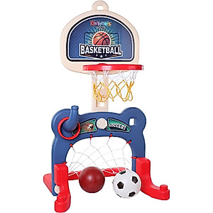 Dazmers 3-in-1 Kids Sports Playset - Basketball Hoop, Soccer Goal, and Ring Toss Game - Ideal Indoor and Outdoor Fun for Energetic Kids - Promotes Physical Activity for Toddlers - 18.5 x 6 x 21.75