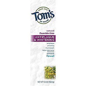 Tom's of Maine Fluoride-Free Antiplaque & Whitening Natural Toothpaste, Fennel, 5.5 oz.