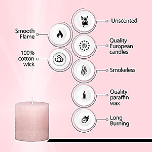 BOLSIUS Rustic Soft Pink Unscented Pillar Candles - 2.75" X 3.25" Decoration Candles Set of 3 - Clean Burning Dripless Dinner Candles for Wedding & Home Décor Party Restaurant Spa- Approx. (80x68m)