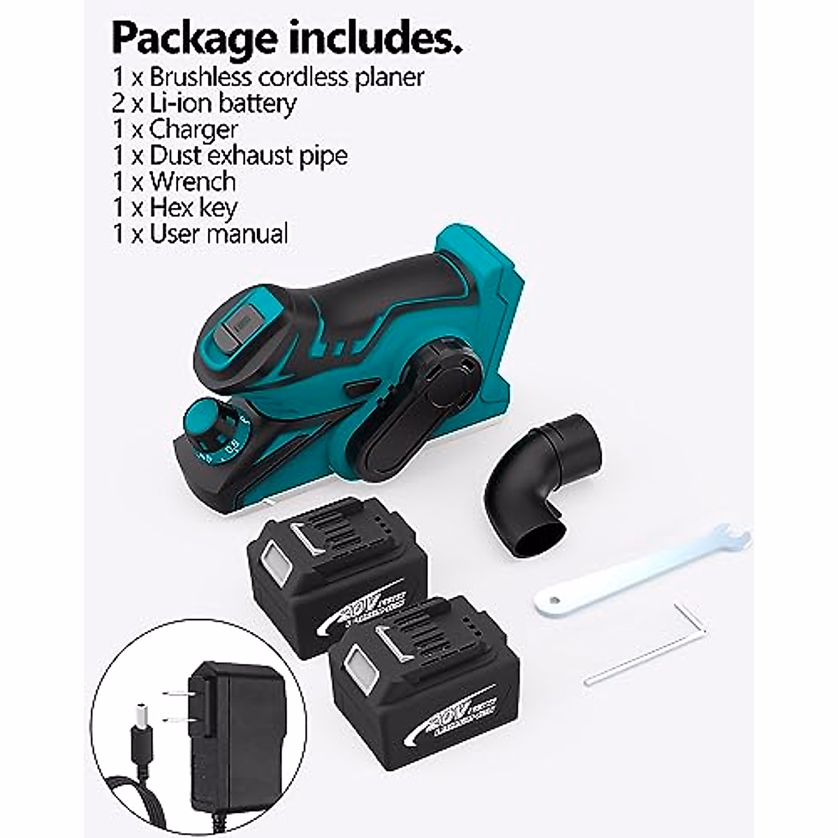 20V Brushless Cordless Hand Planer, ROFMAPLE 13000RPM 2-3/8" Wood Planer with 2 Pack 20V Lithium-Ion Batteries Electric Planer Adjustable Planing Depth Power Planer for Woodworking Home DIY