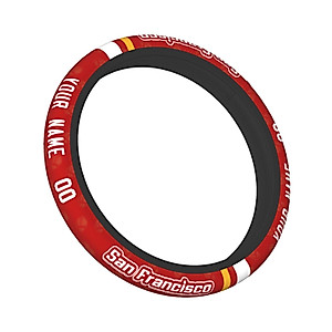 Gisvs San Francisco Custom Football Car Steering Wheel Covers,Personalized Name Number Anti Slip and Sweat Absorption Anti-Slip Car Accessories for Most Vehicle Sedan, Truck, SUV, Trailer