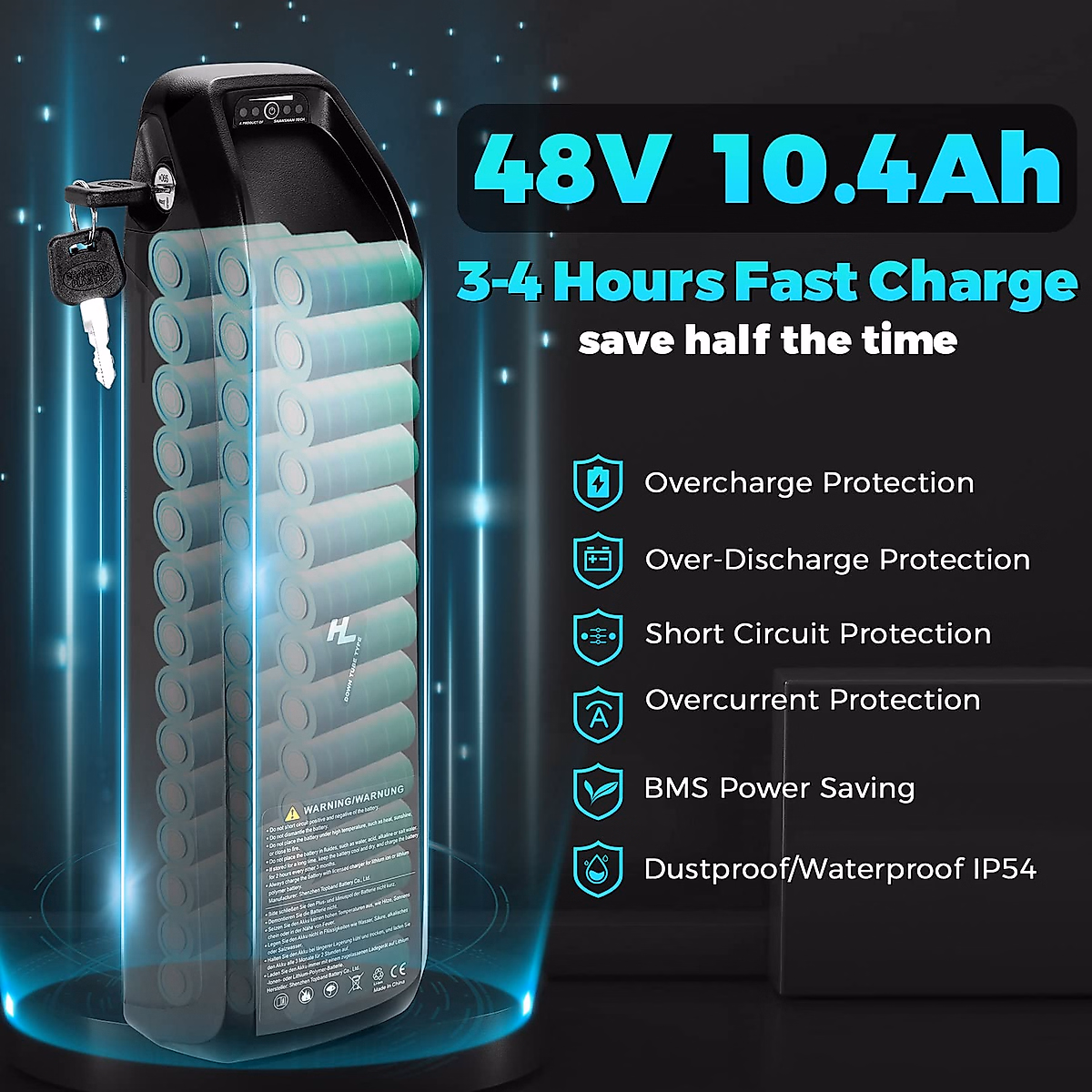 Speedrid Electric Bike 48V 500W Fat Tire Electric Bike Snow Bike 26" 4.0, 48V 10.4Ah Removable Battery and Professional 7 Speed (Black and Red)