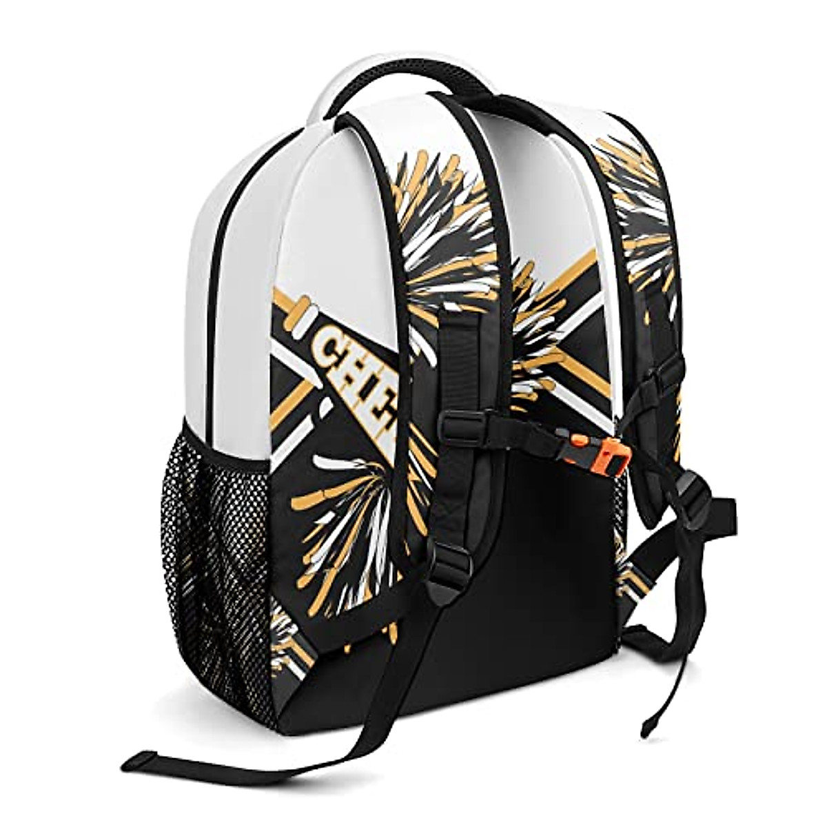 XOZOTY Yellow Black Cheer Personalized Custom Text Name Waterproof Daily Backpacks for Camping Outdoor Sports Bag