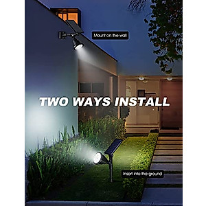 DBF Solar Outdoor Lights, Adjustable Solar Spot Lights Outdoor, 2.5w Solar Panel and Bright, 2-in-1 Waterproof Solar Landscape Spotlights Flood Lights for Garden Yard Flag Pole Pool, 2Pack