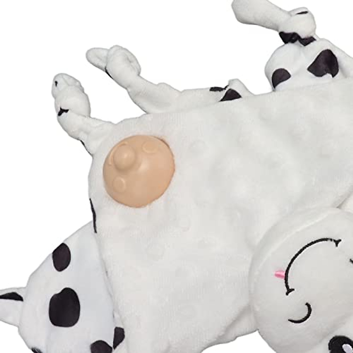 Baby Security Blanket, Cartoon Security Blanket Stuffed Animal Soft Plush with Pacifier for Teething Period (Cow)